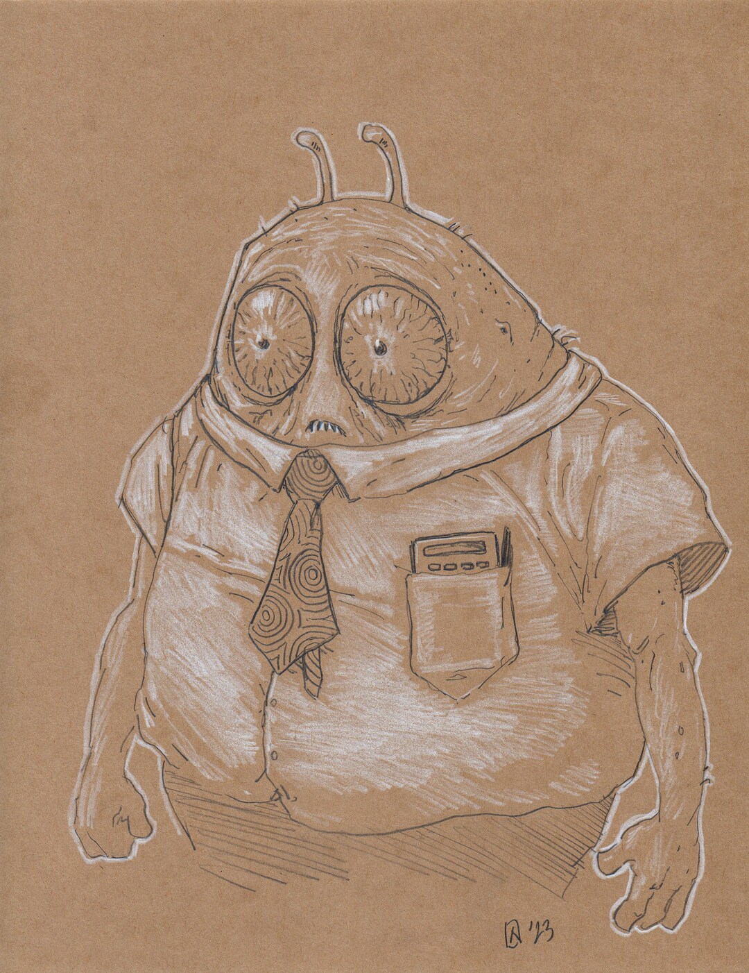 Pencil Original: Alien Engineer - Etsy