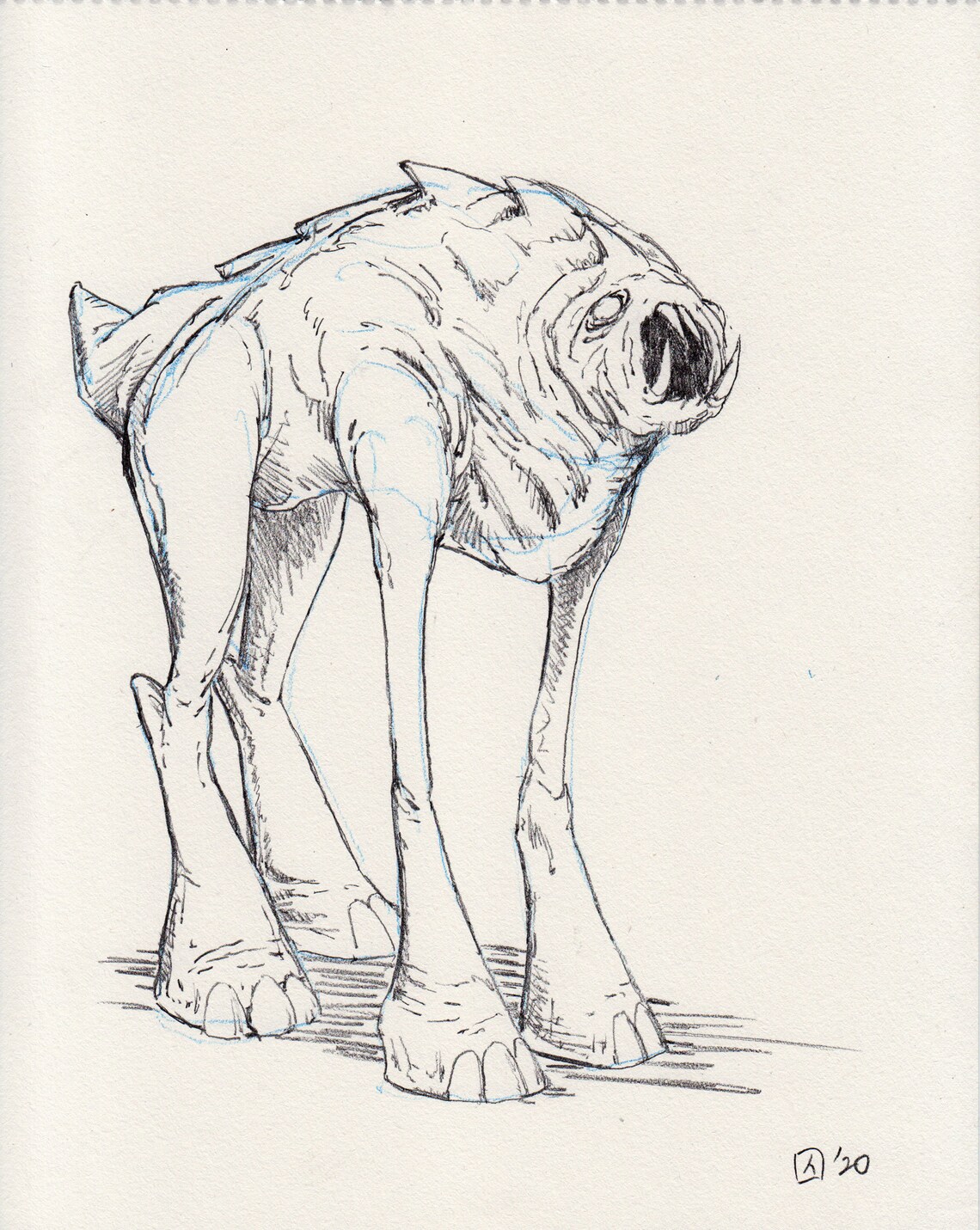 Pencil Original: Long-leggedy Beastie - Etsy