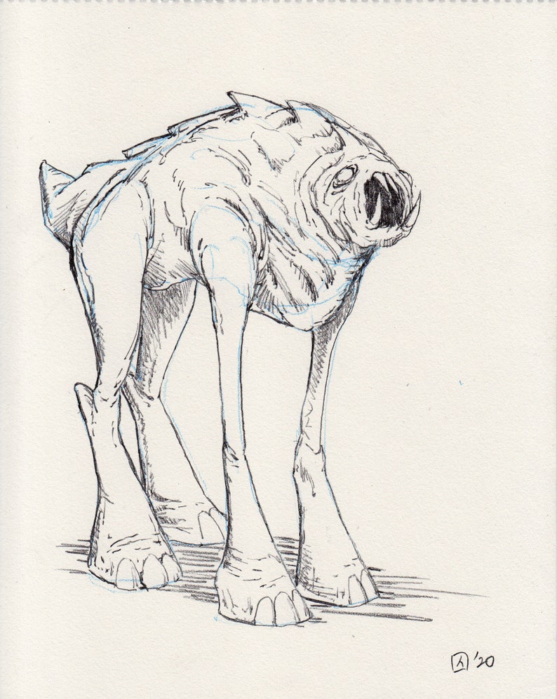 Pencil Original: Long-leggedy Beastie - Etsy