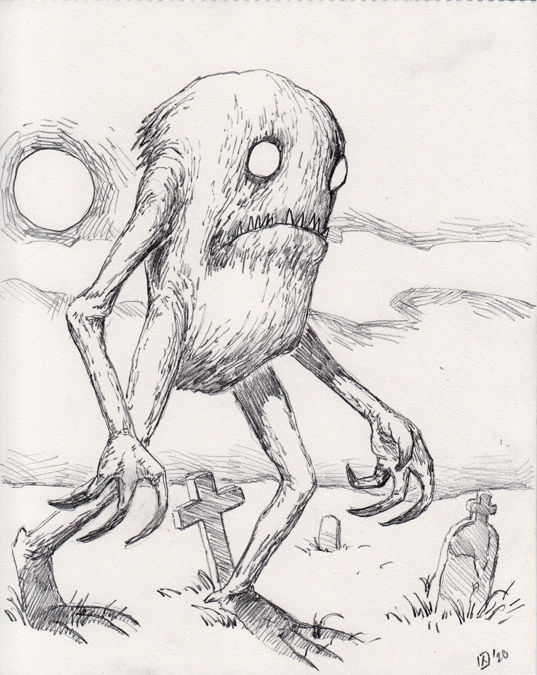 Pencil Original: Graveyard Stalker - Etsy