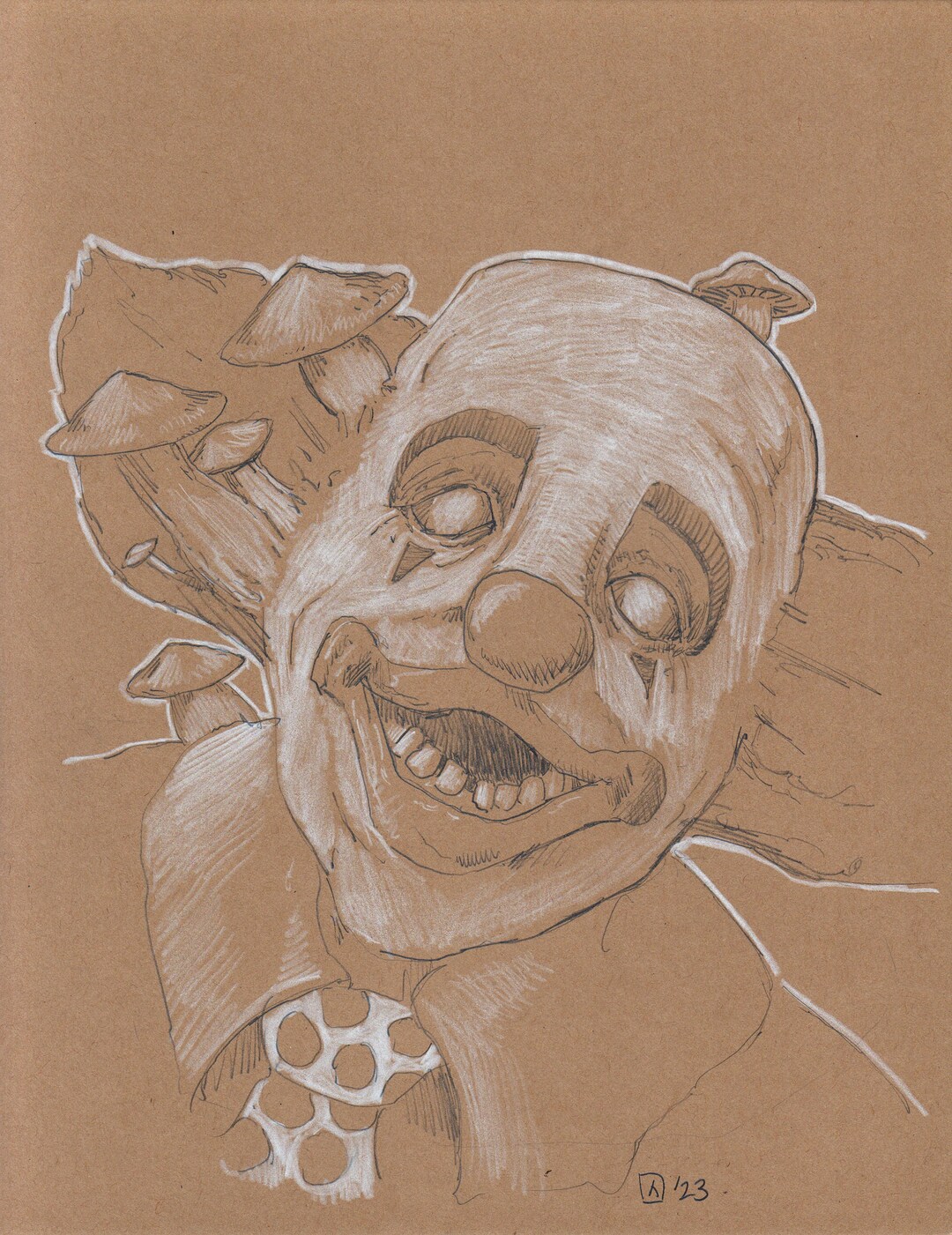 Pencil Original: Mushroom Clown - Etsy