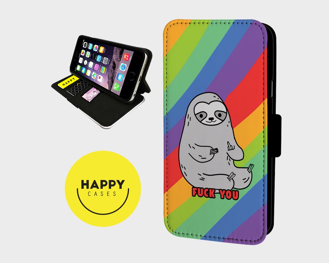 Swearing Sloth FUNNY Flip Faux Leather Case for I-phone & - Etsy