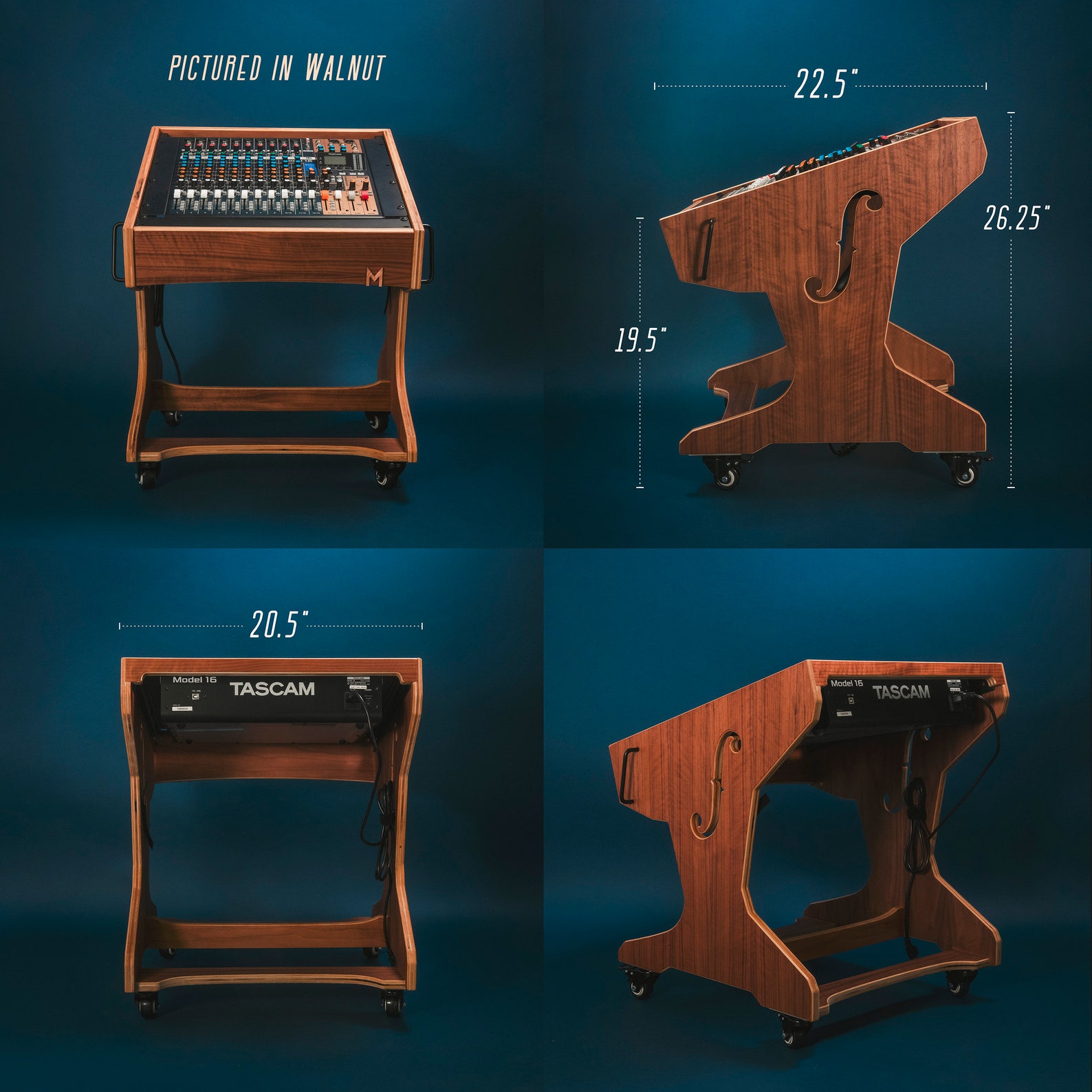 The ATTENDANT 12U Audio Mixing Desk: Hardwood Studio Rack Sidecar ...