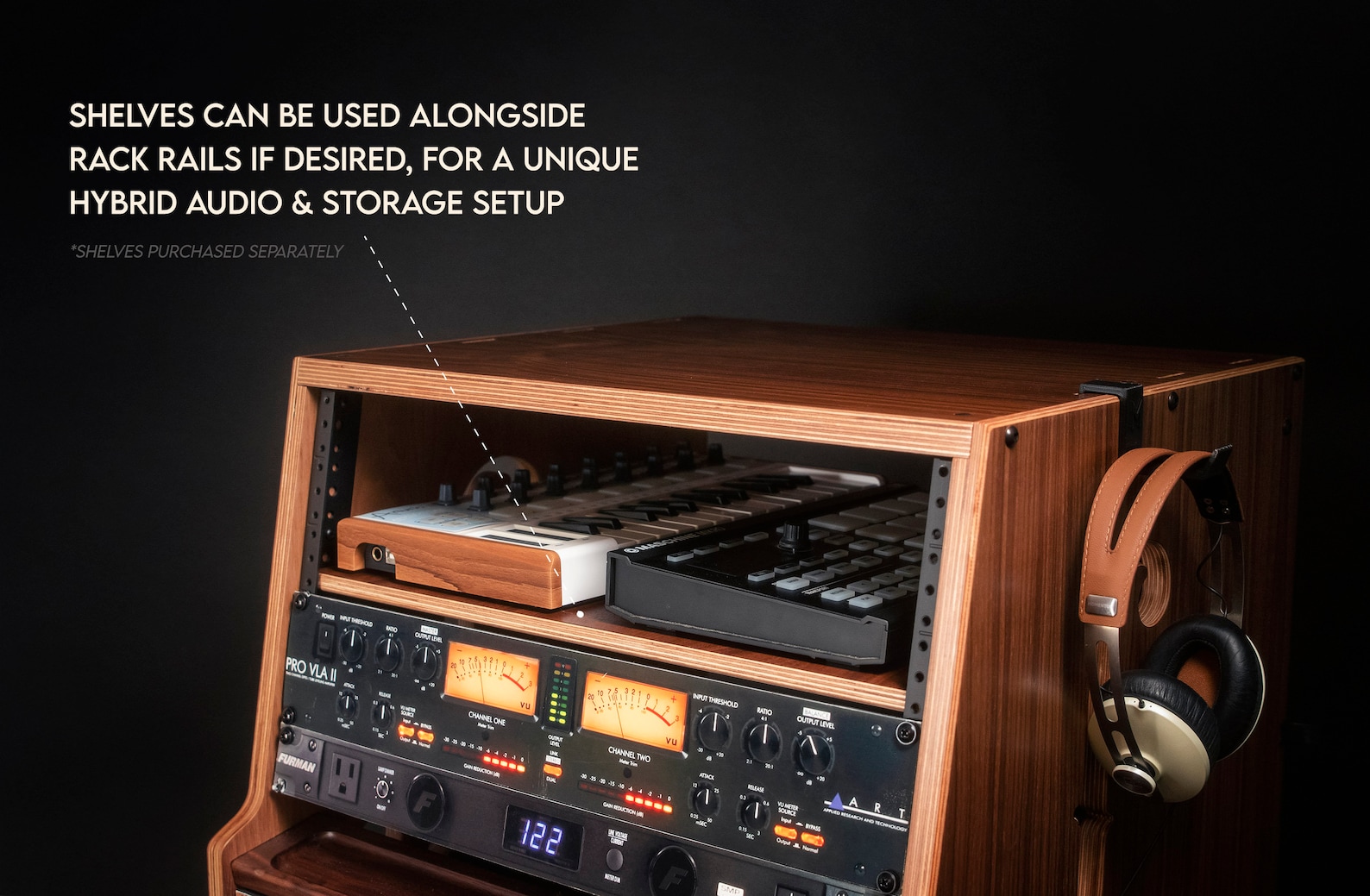Walnut 14U Studio Production Rack – the Comrade - Ventilated Audio ...