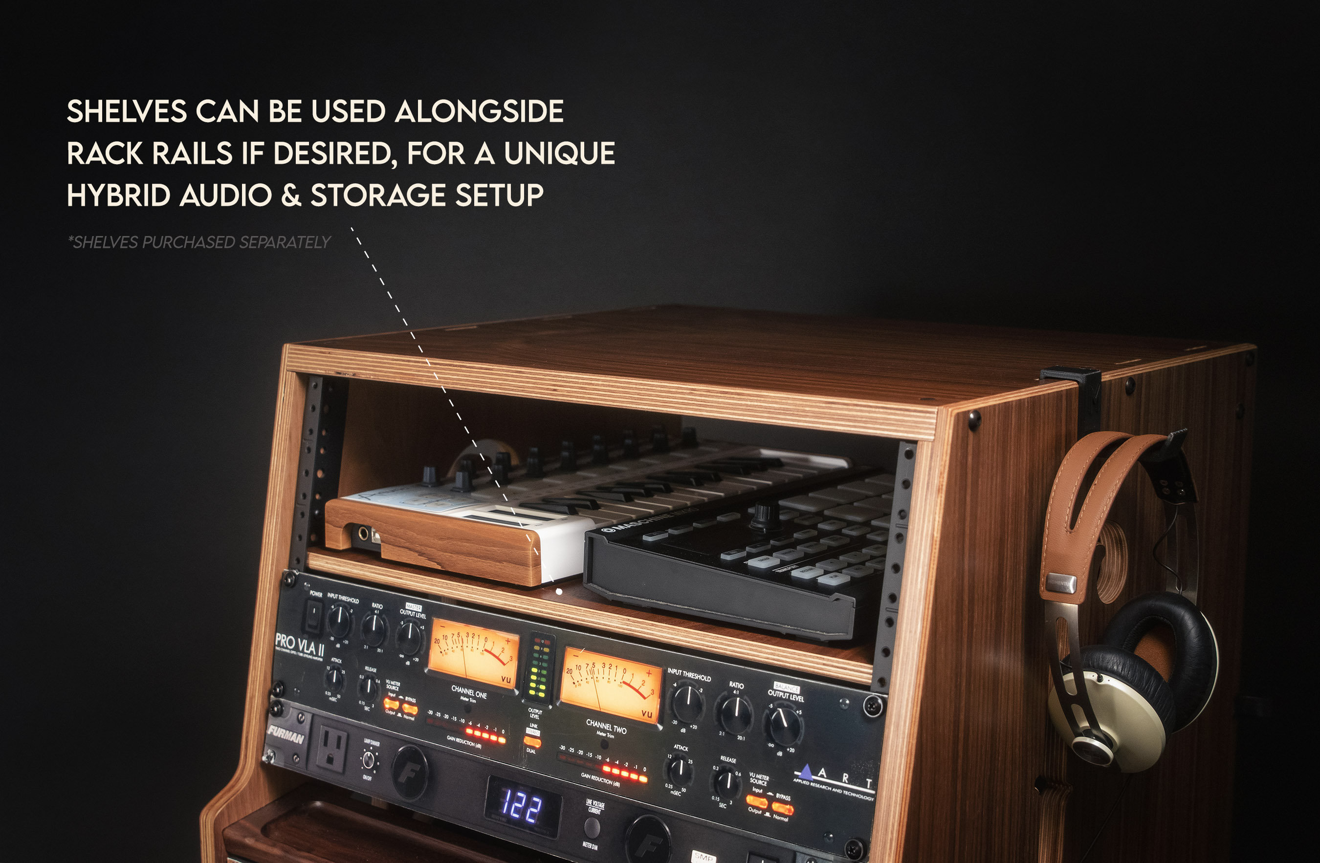 Walnut 14U Studio Production Rack – the Comrade - Ventilated Audio ...