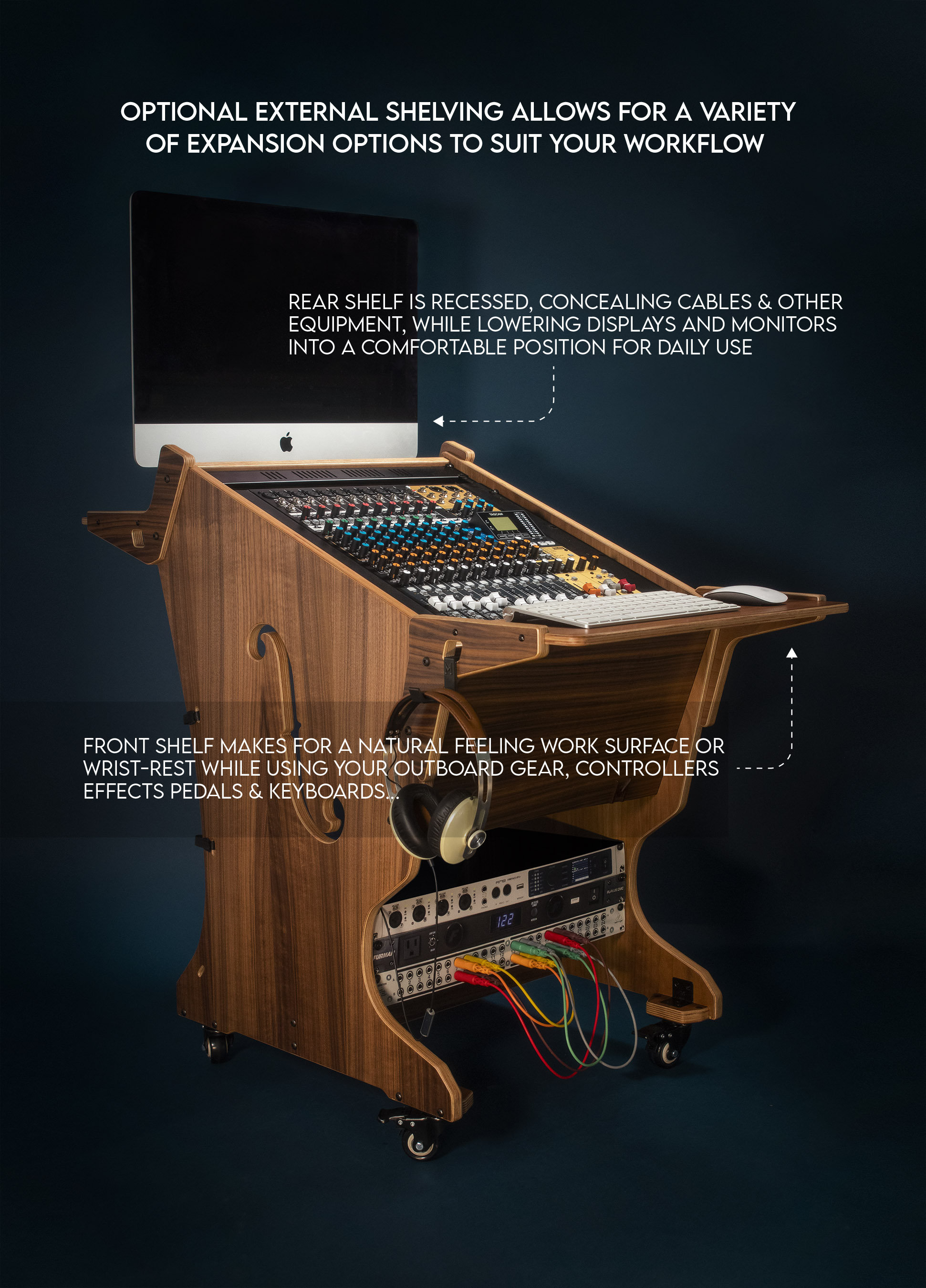 Recording Studio Audio Rack / SIDECAR the companion 16U DESK ...