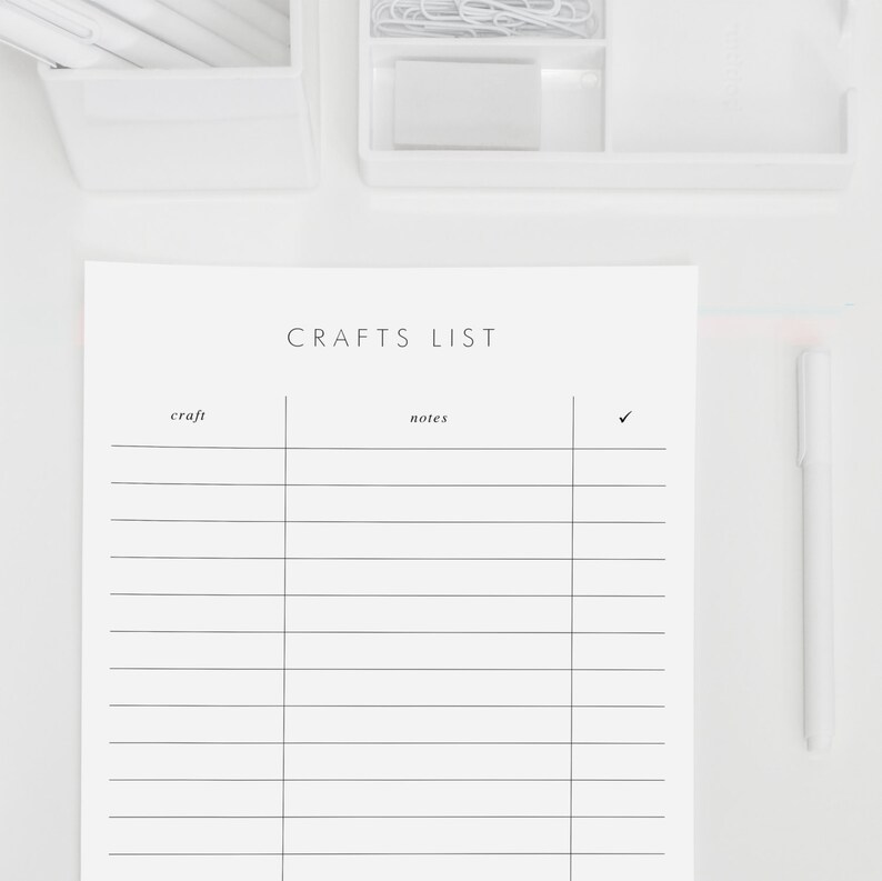Crafts List Printable Instant Download, Project Planner, Project ...