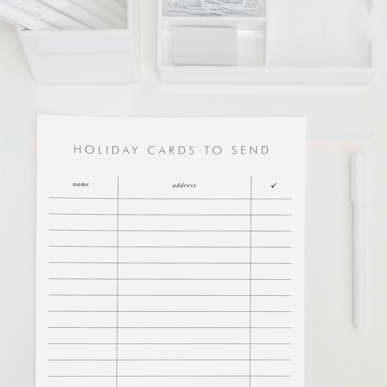 Holiday Cards List Printable Instant Download, Christmas Card Planner ...