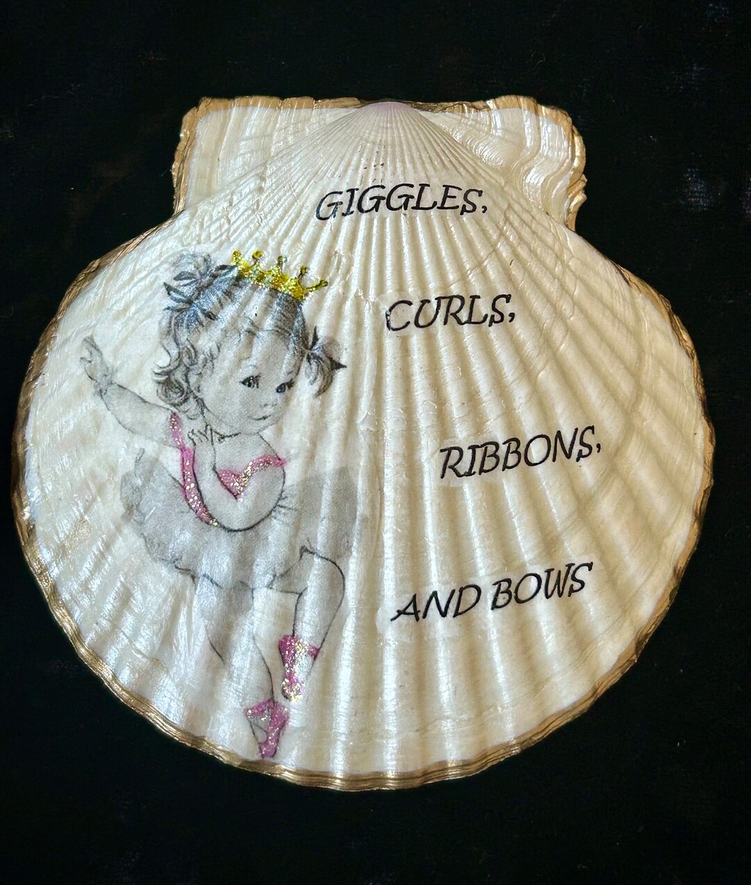 Decoupage Scallop Shell Baby Girl Gift Beach House Display.new Parents ...