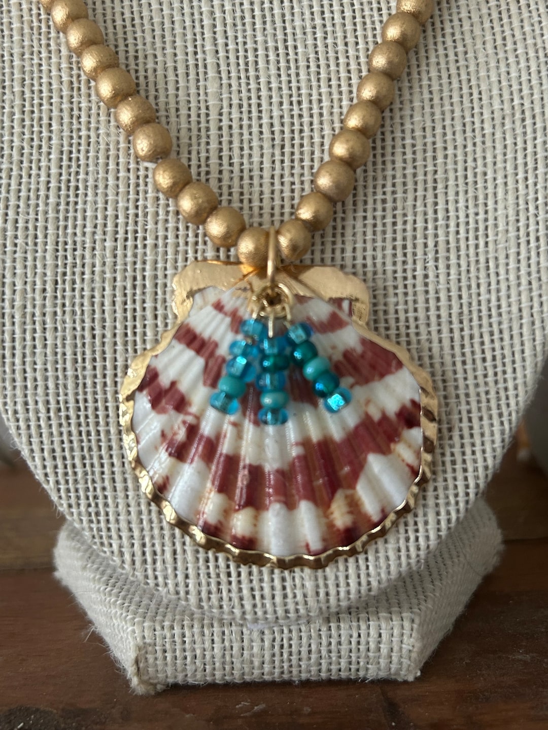 Unique Handmade Natural Scallop Shell Pendant Stretch Statement ...