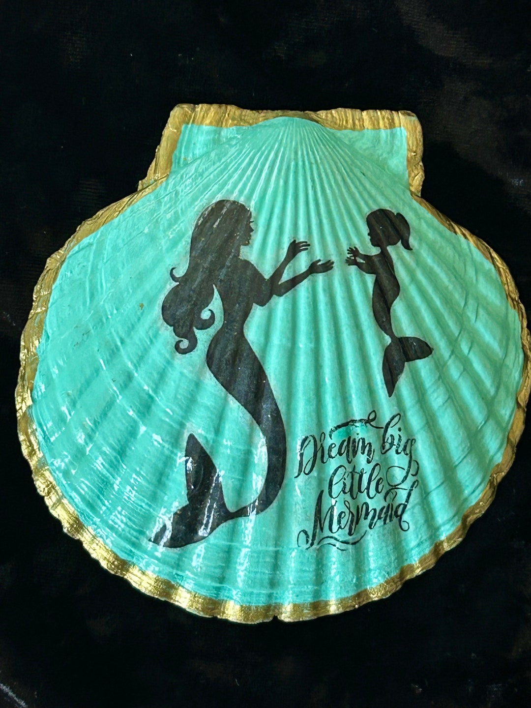 Message in a Large Hand Decorated Decoupage Scallop Shell Gift Display ...