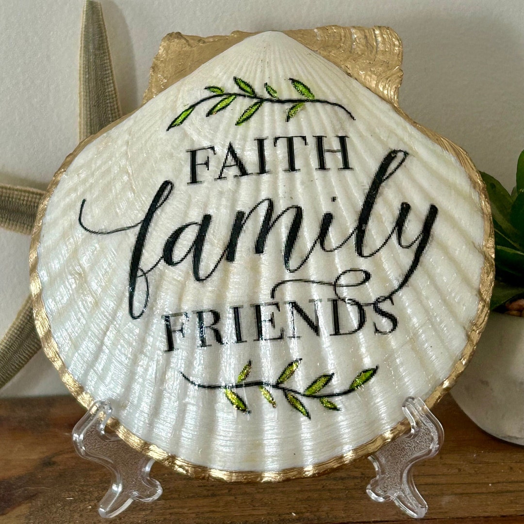 Your Message in A Large Hand Decorated Decoupage Scallop Shell Gift ...