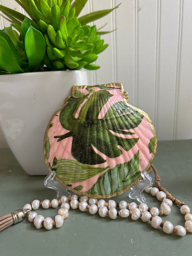 A Message in A Large Hand Decorated Decoupage Scallop Shell Gift ...