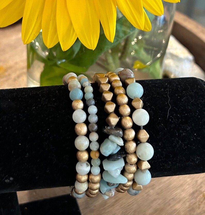 Unique Set of Handmade Stackable Beach Inspired Stretch Bracelets, - Etsy