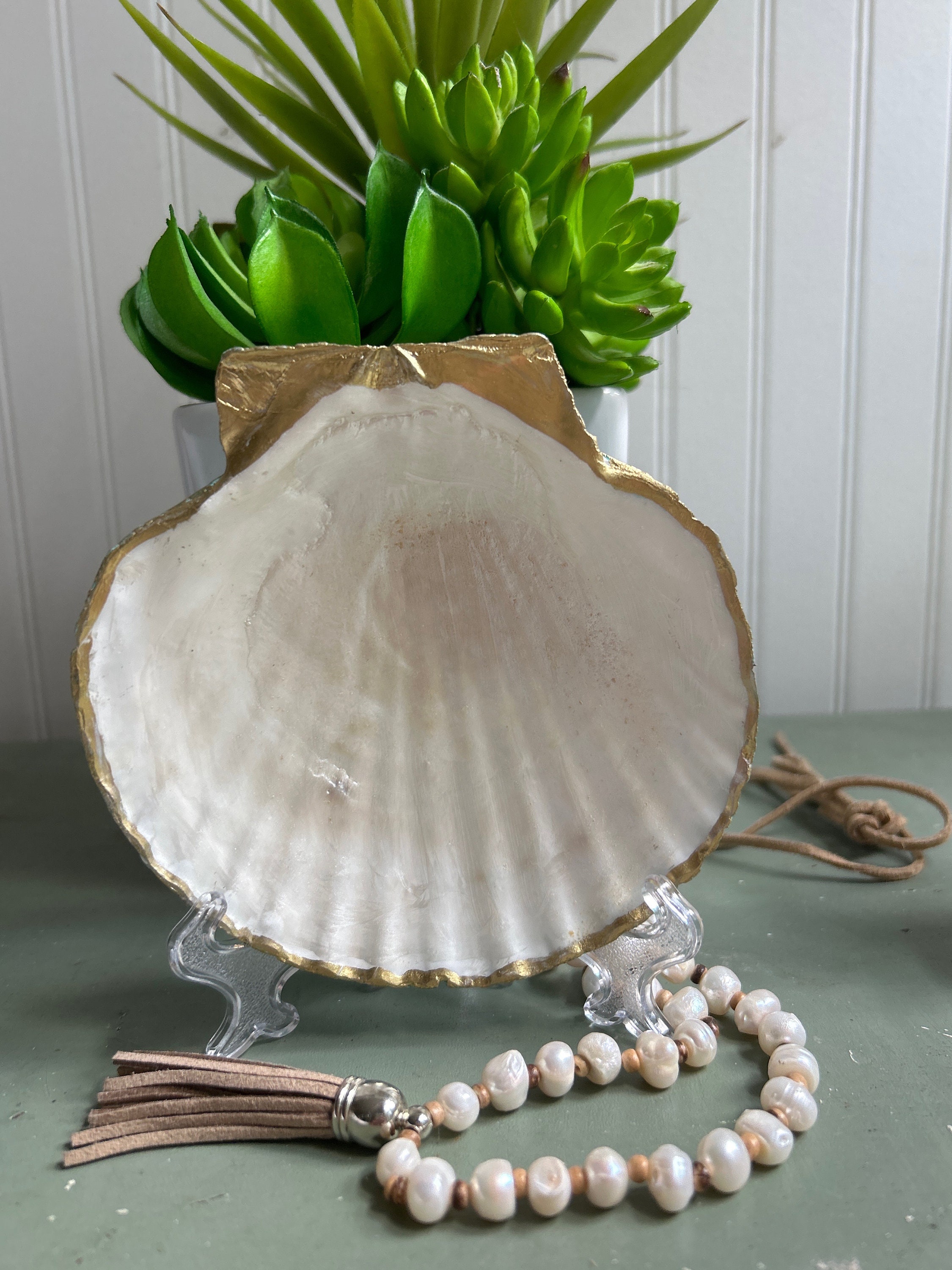 Give A Personal Message in A Large Hand Decorated Decoupage Scallop ...