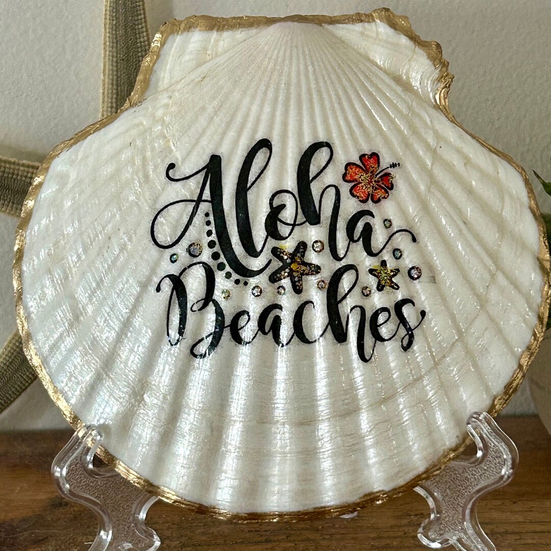 Give A Personal Message in A Large Hand Decorated Decoupage Scallop ...