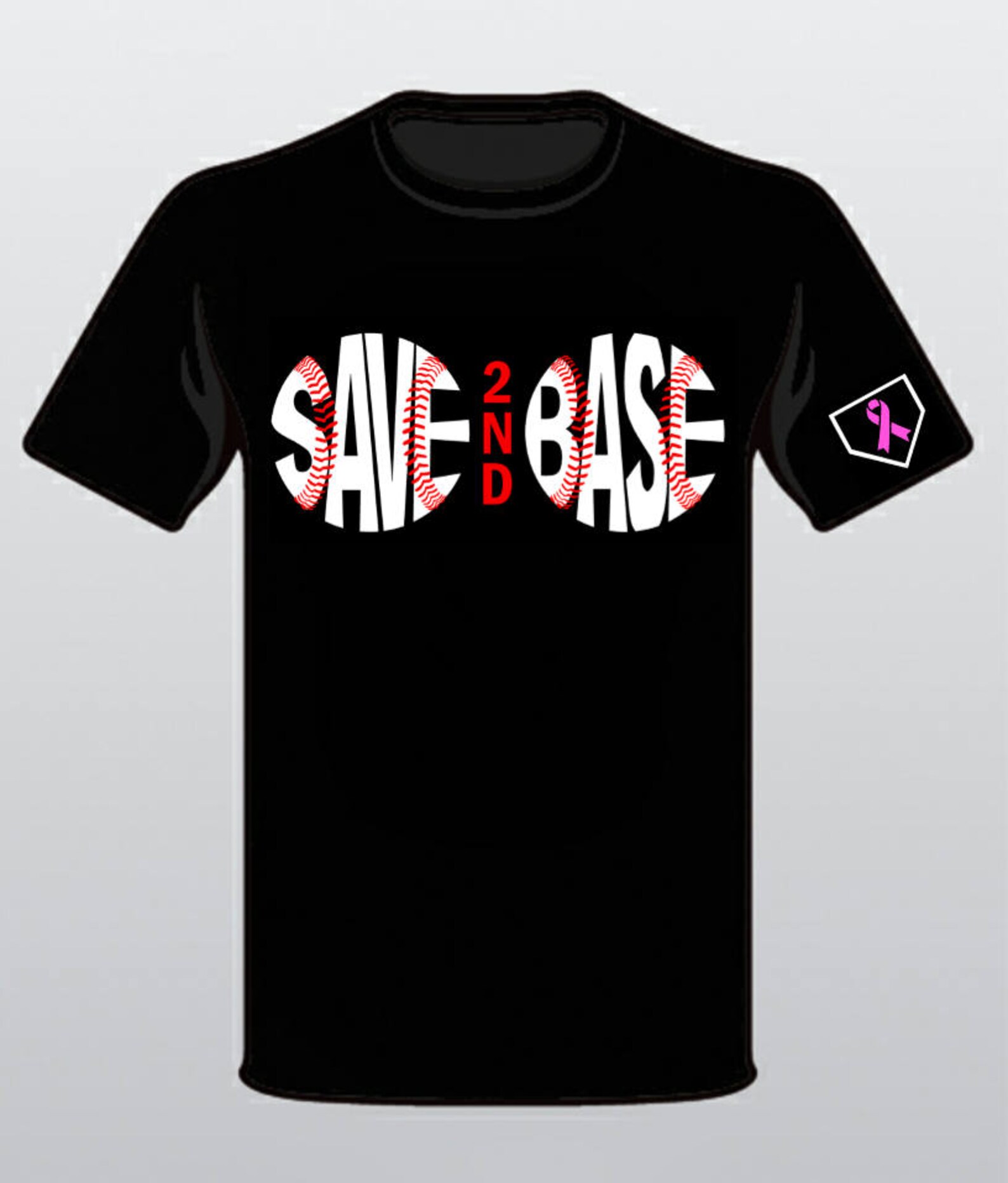Add Name And/or Number Save 2nd Base T-shirt Breast Cancer - Etsy