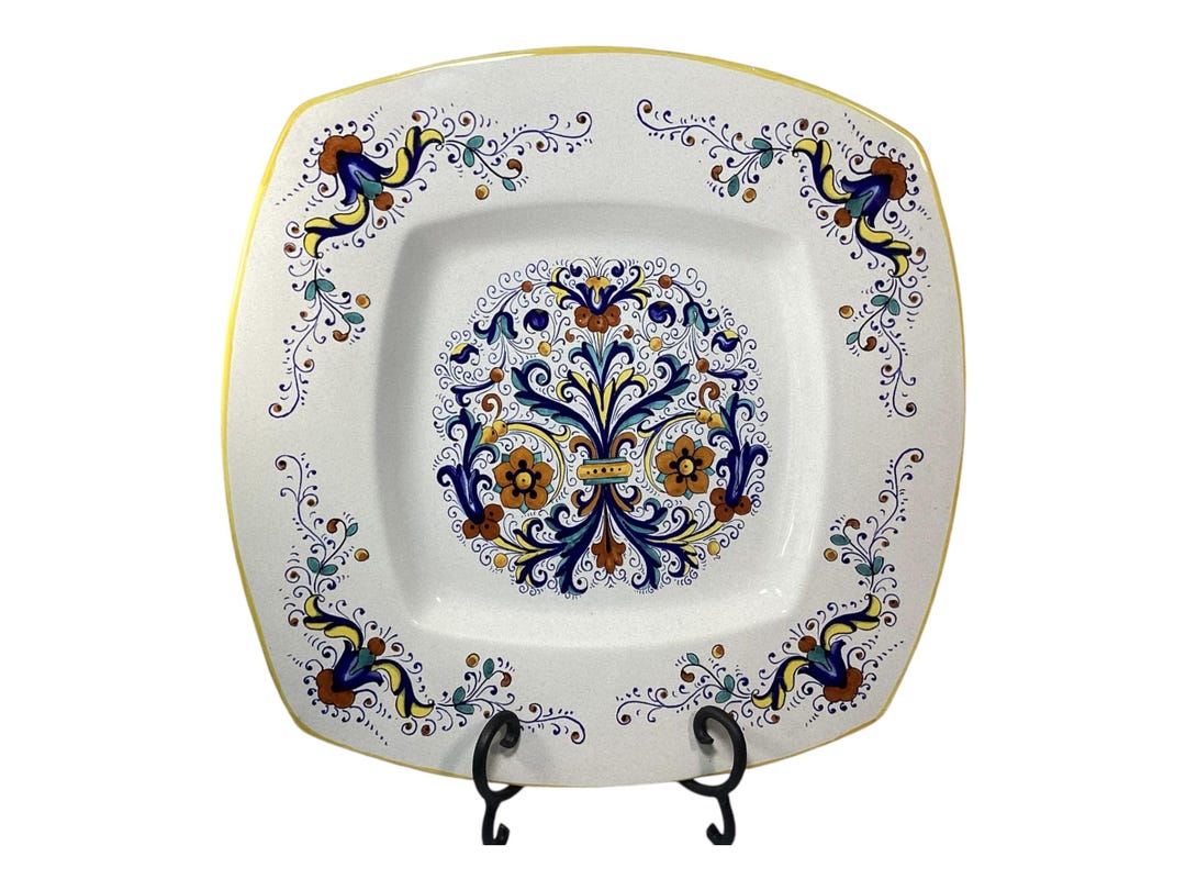 Italian Deruta Ceramiche Ricco Pattern Square Platter or Wall Decor 14 ...