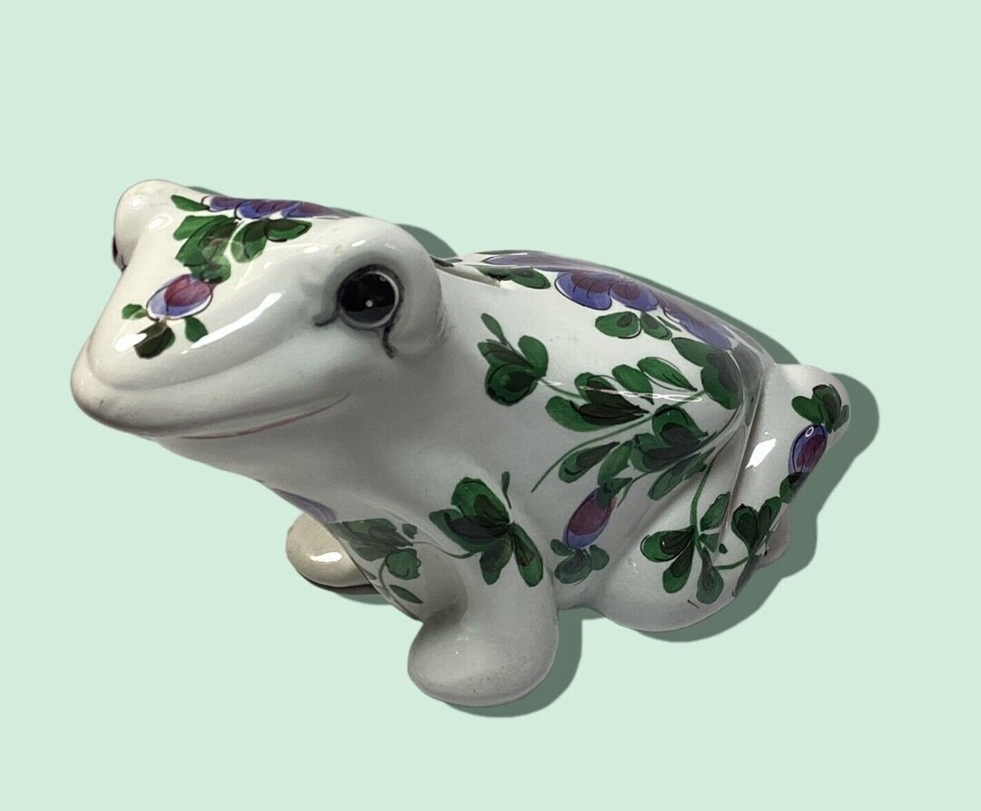 Italian Frog Hand Painted Vintage Ceramic Floral Coin Piggy Bank Signed ...