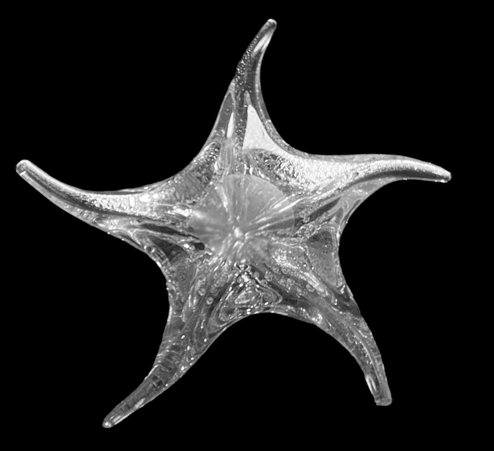 Art Glass Starfish Clear Bubbles Blown Paperweight Decorative Ocean ...