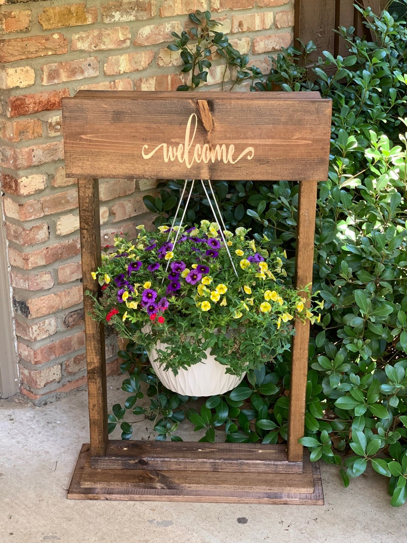 Hanging plant stand hanging flower basket stand | Etsy