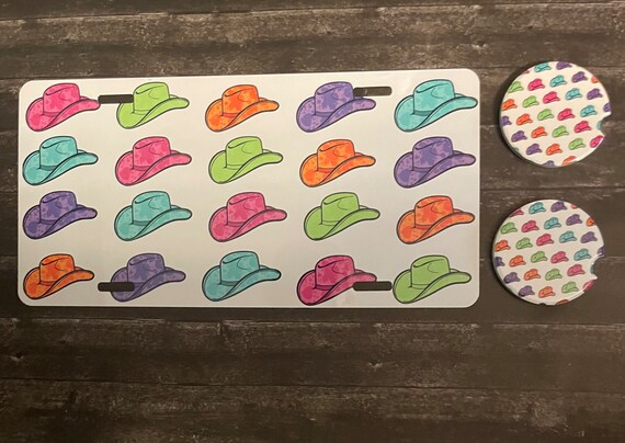 Western Cowboy Hats License Plate Car Coasters Car Set - Etsy