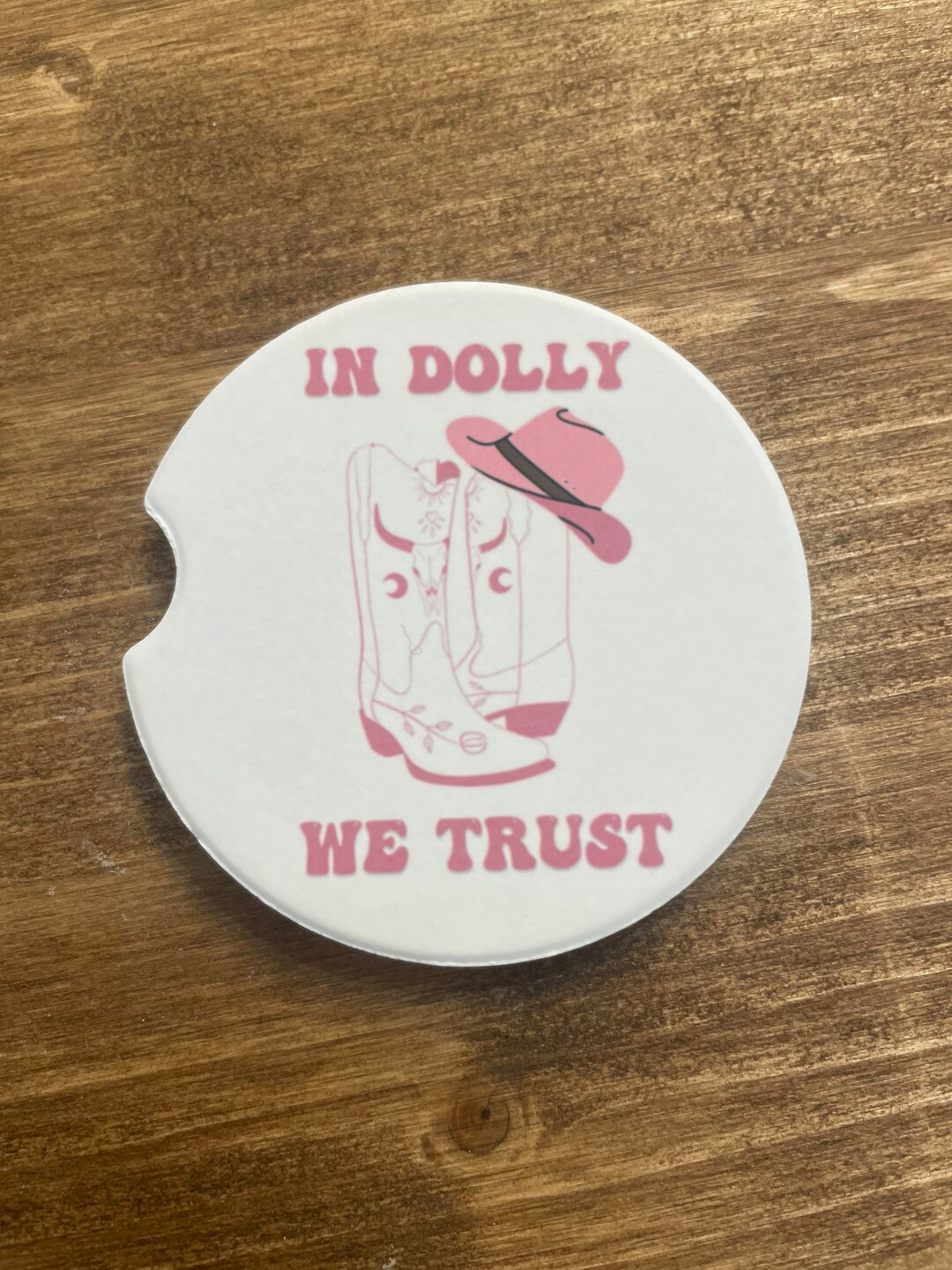 Ceramic Car Coaster Finger Notch Western Dolly Punchy - Etsy