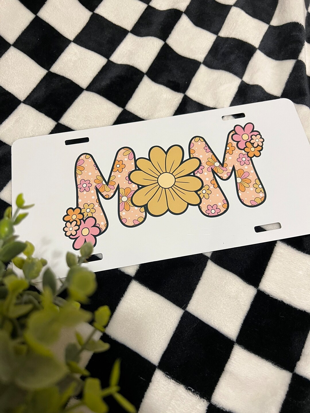 Retro License Plate Mom Floral Custom License Plate Gift Personalized ...