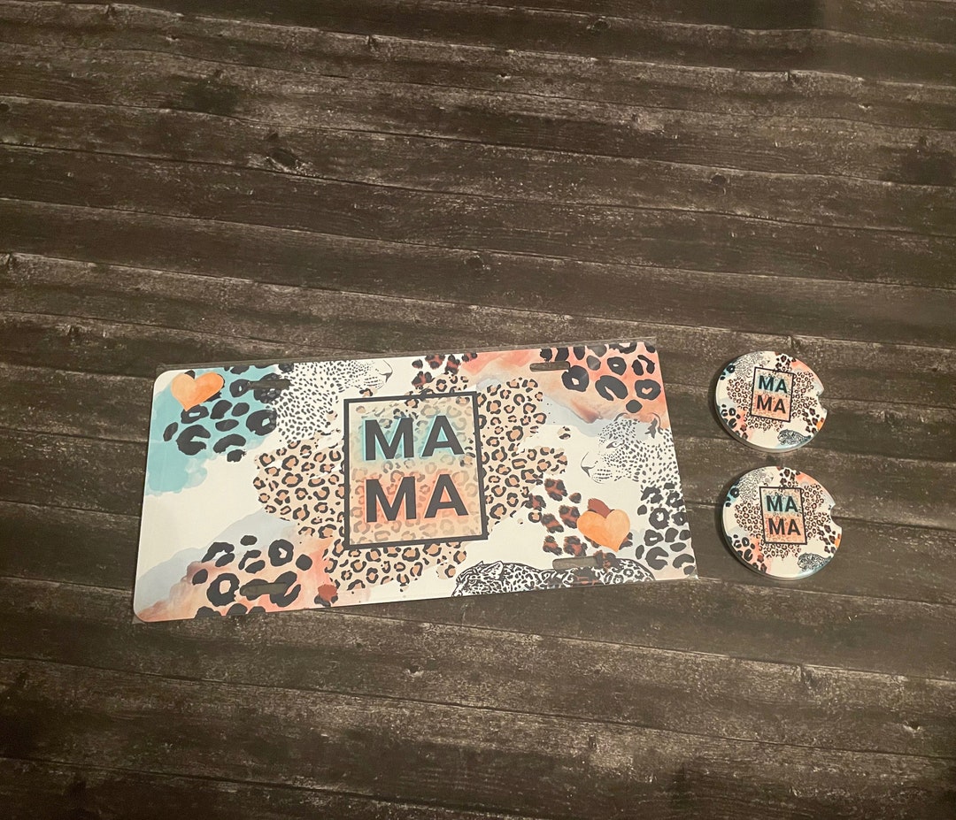 Mama License Plate Punchy Leopard Print License Plate Gift Aluminum ...