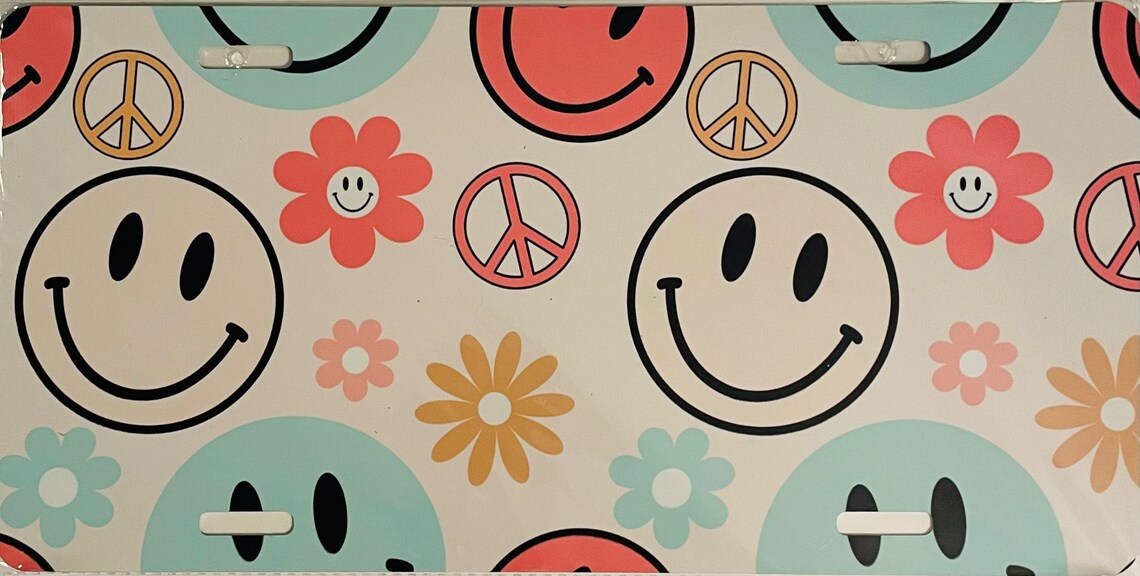 Retro Smiley Face License Plate Custom License Plate Gift - Etsy