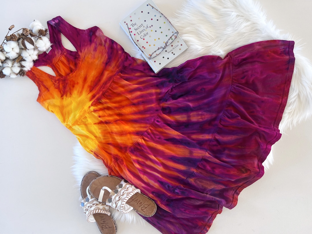 Tie Dye Cotton Dress / Tye Dye Cotton Dress / Tie Dyed 3 Tier Dress ...
