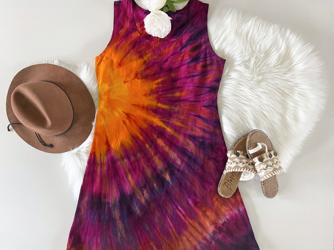 Beautiful Hand Dyed Summer Dress / Tie Dye Short Dress / Tye Dye Outfit ...