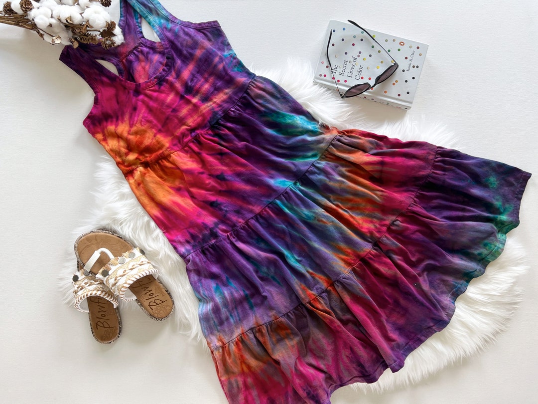 Hand Dyed Tie Dye Dress / Tye Dye Summer Dress / Tie Dyed Festival ...