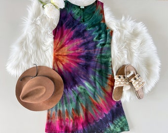 Tie Dye Cotton Dress / Tye Dye Cotton Dress / Tie Dyed 3 Tier Dress ...