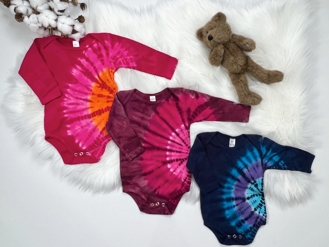 Hand Dyed Long Sleeve One Piece Baby Outfit / Tie Dye Baby Clothes ...