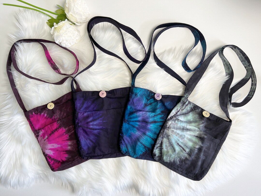 Hand Dyed Tie Dye Bag / Cotton Tye Dye Shoulder Bag / Small Tie Dyed Purse / Tie Dye Vacation ...