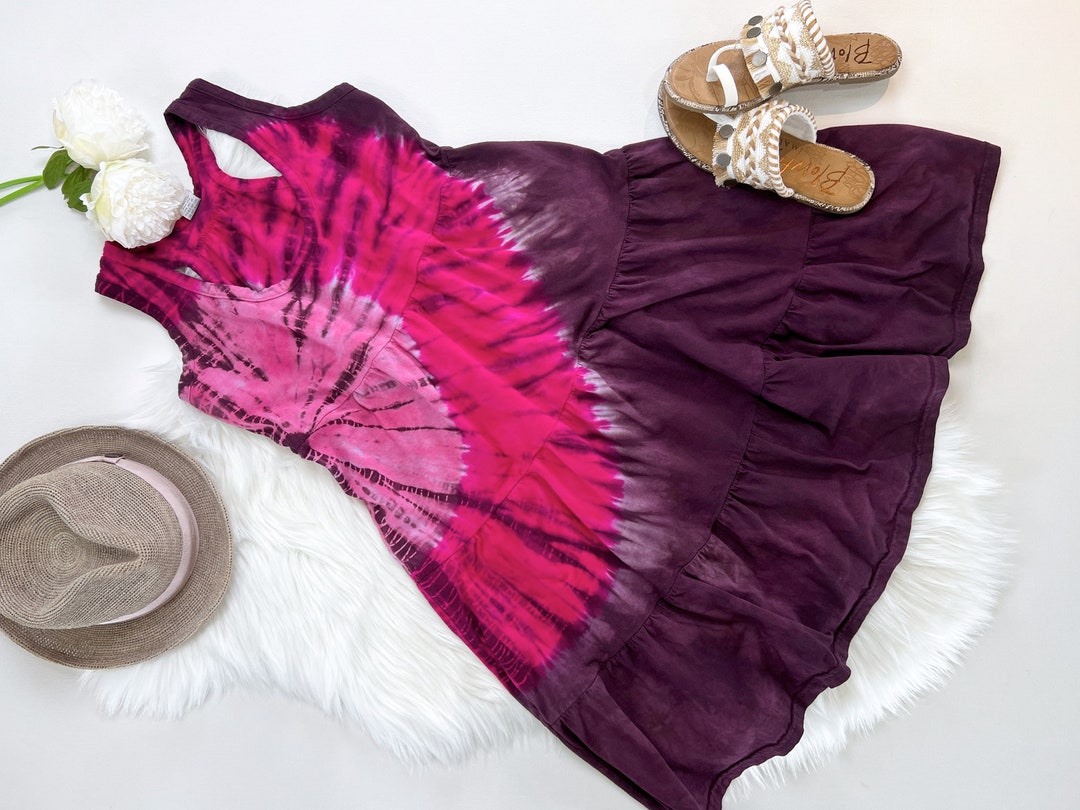 Hand Dyed Tie Dye Dress / Tie Dyed Summer Dress / Tye Dyed Festival ...