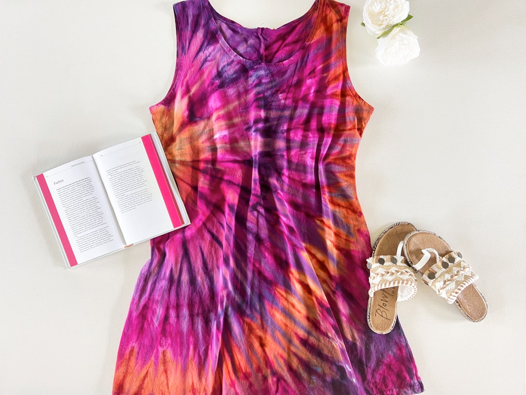 Beautiful Hand Dyed Summer Dress / Tie Dye Tank Dress / Tye Dye Cotton ...