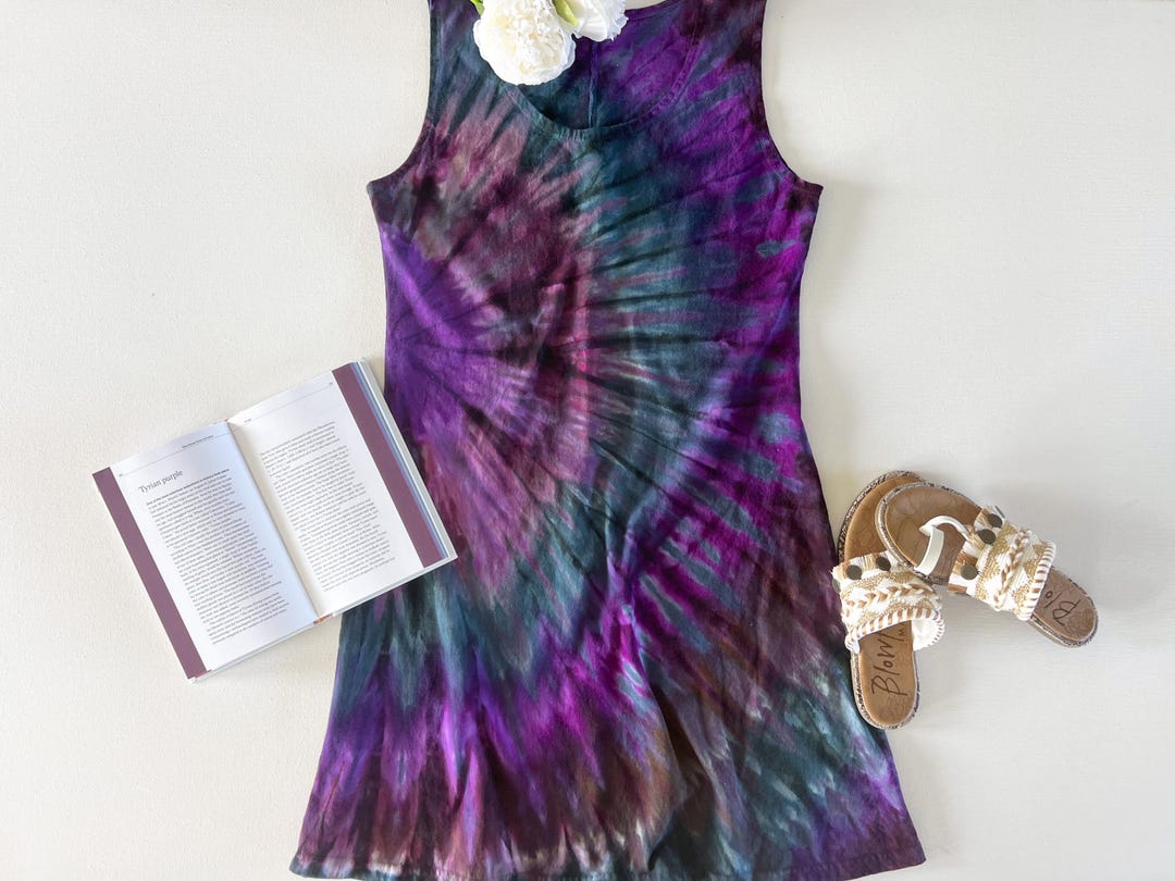 Stunning Tie Dye Dress / Hand Dyed Summer Dress / Tye Dye Festival Tank ...