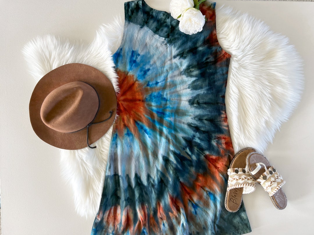 Stunning Hand Dyed Summer Dress / Tie Dye Cotton Dress / Tye Dye Women ...