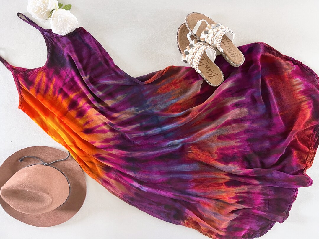 Hand Dyed Tie Dye Dress / Rayon Dress / Tie Dyed Maxi Dress / Tye Dye ...