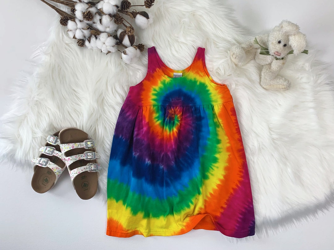 Hand Dyed Toddler Tie Dye Dress / Rainbow Spiral Tye Dye Dress / Tie ...