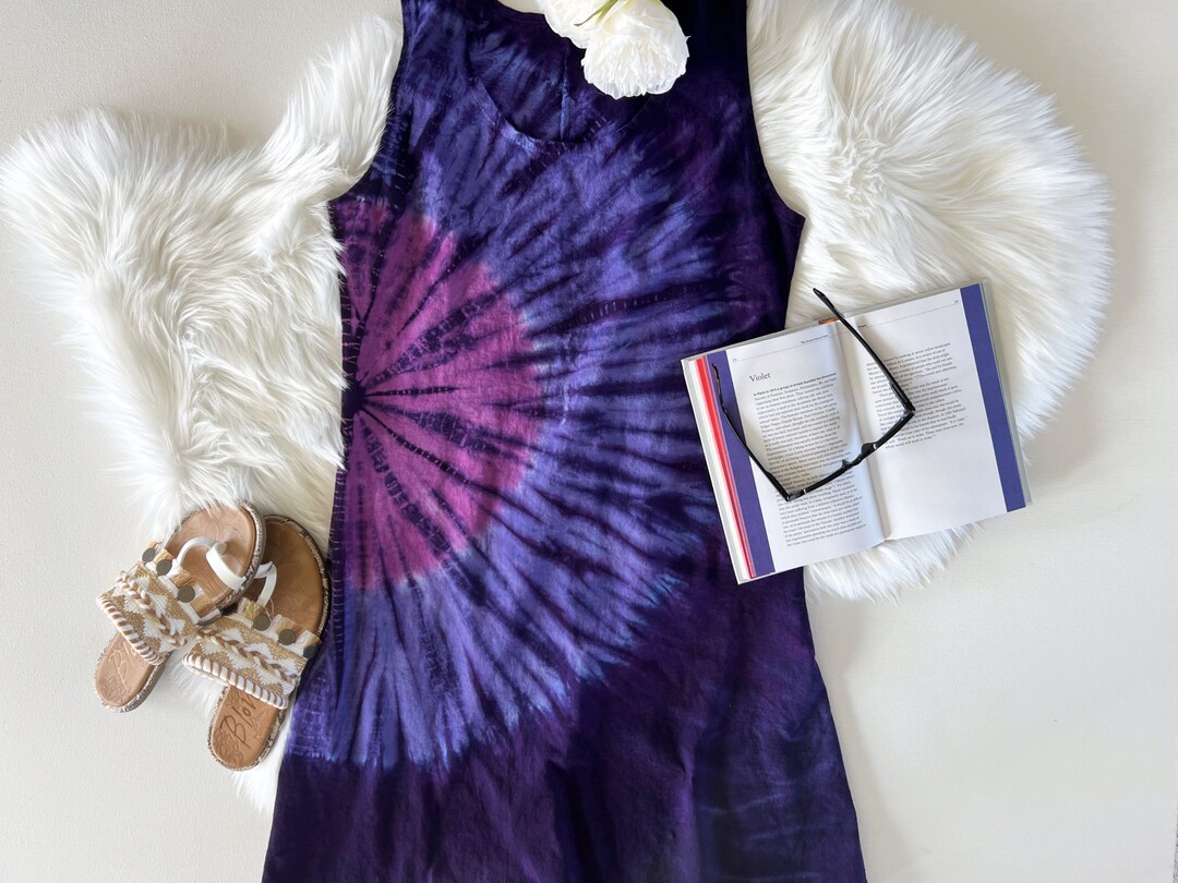 Gorgeous Hand Dyed Summer Dress / Tie Dye Deep Purple Cotton Dress ...