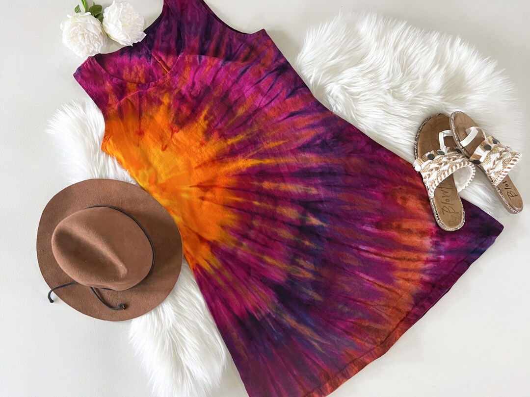 Beautiful Hand Dyed Summer Dress / Tie Dye Short Dress / Tye Dye Outfit ...