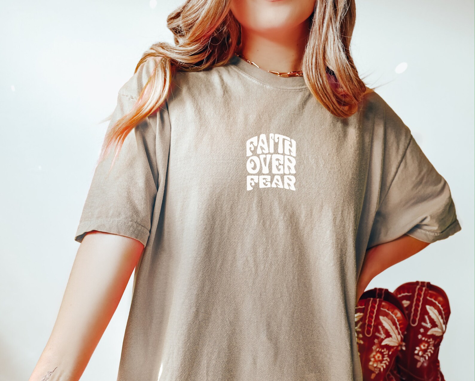 Faith Over Fear Christian Aesthetic Jesus Shirt Trust in Him Christian ...