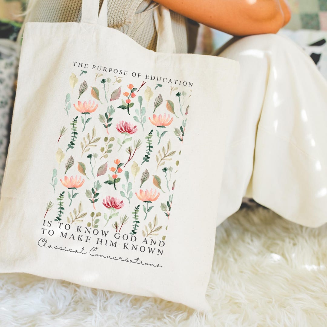 Floral Classical Conversations Christian Tote Bag, Homeschool Tote Bag ...