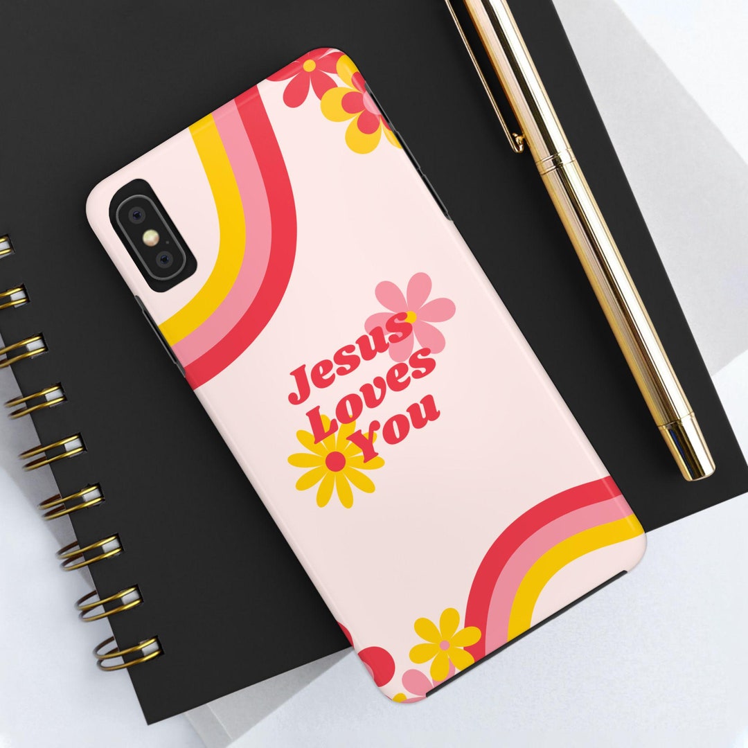Retro Jesus Loves You Christian Phone Case | Durable Double Layer ...