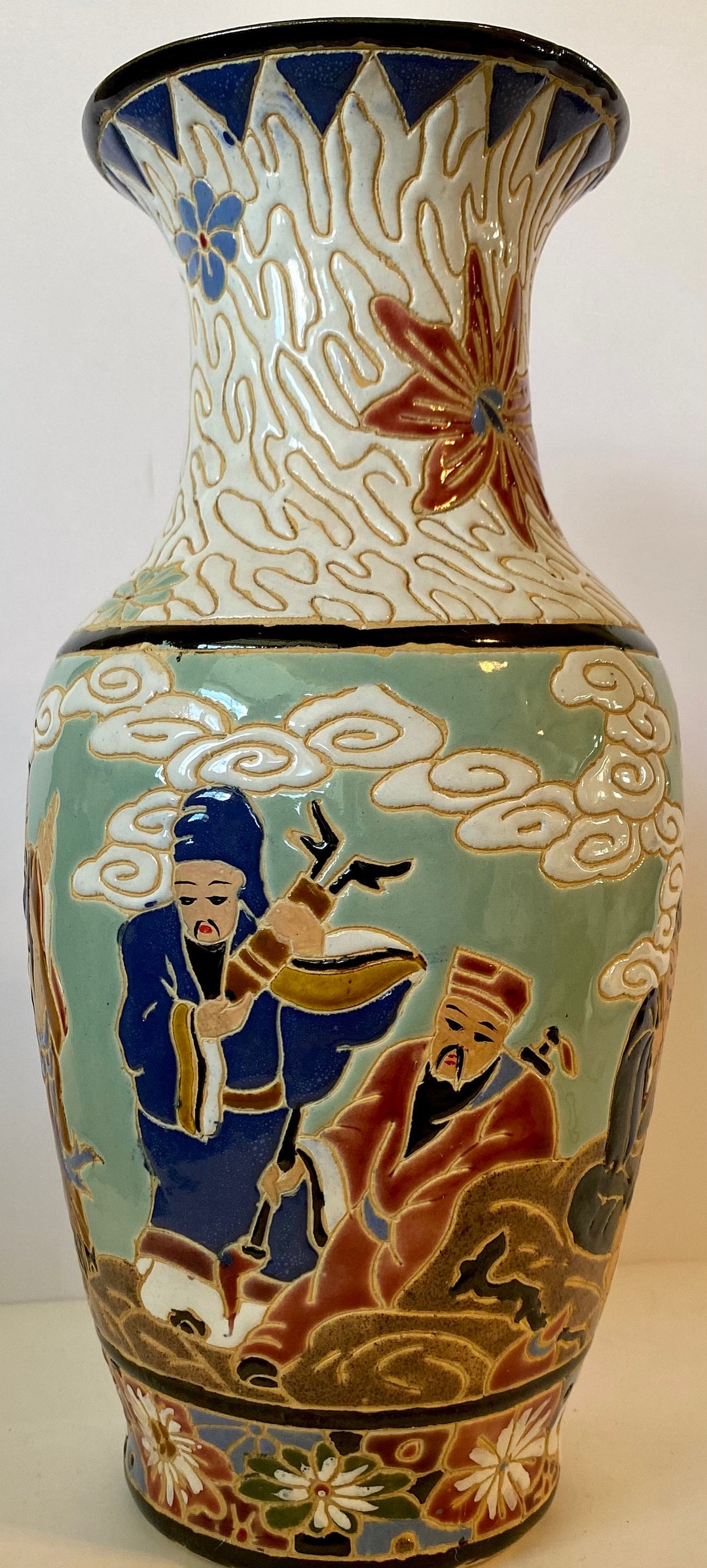 Chinese Hand Painted Enameled 12” Vase - Etsy