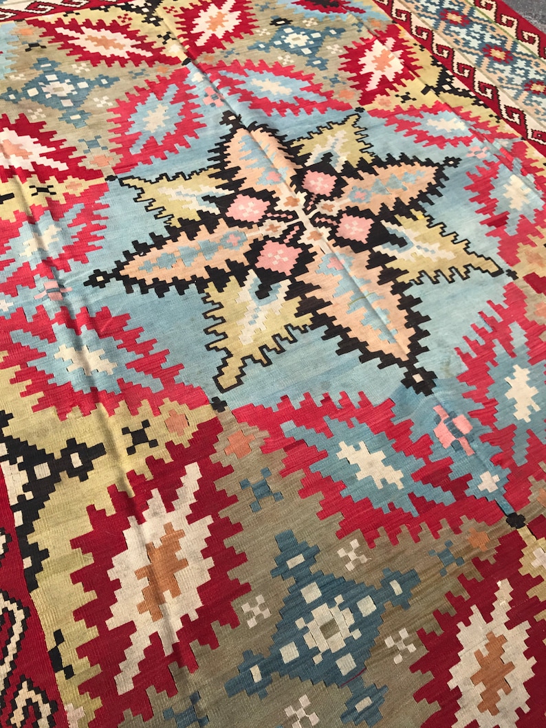 Bright and Cheerful Vintage Turkish Kilim, Gocmen, Quilt Pattern, Flat ...