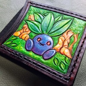 Oddish and Snorlax - Leather Bifold Wallet - Handcrafted Wallet - - Etsy